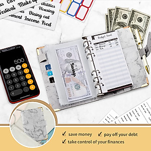 Onlyesh Budget Binder, Cash Envelopes for Budgeting, Money Organizer for Cash, 28Pcs Budget Binder with Cash Envelopes, Marble 6-Ring Money Saving Binder(Grey)