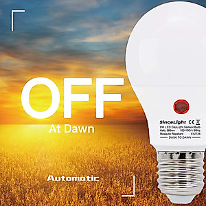 Dusk to Dawn LED Mosquito Bulb with Dual DayLight Sensor,Bug Free & ON/OFF Automatic Depends On DayLight Level,9 Watt,Edison Screw E26,Pack of 4
