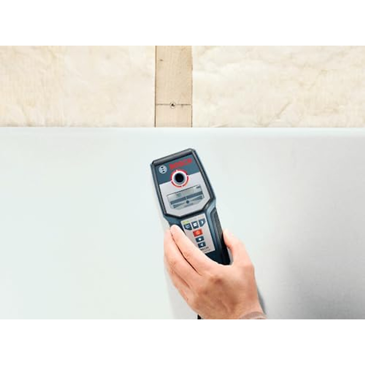 BOSCH GMS 120 Wall Scanner with Modes for Wood, Metal, and Live Wiring, Includes 9V Battery, Hand Strap, & Pouch