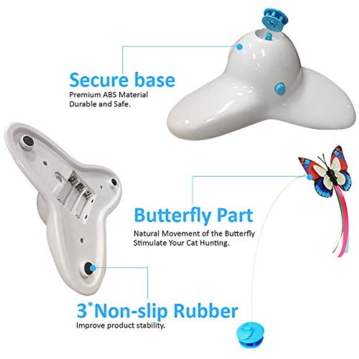 Flurff Zenes Cat Toys, Funny Exercise Electric Flutter Rotating Kitten Toys, Cat Teaser with Butterfly Replacement