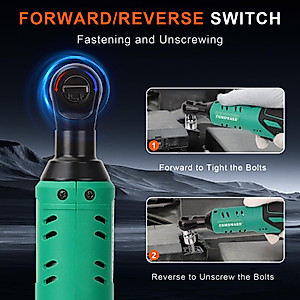 COMOWARE 3/8 Cordless Electric Ratchet Wrench Kit, 40ft-lbs Torque, 12V Power, 8 Sockets, LED Light, Fast Charger, Ergonomic Design