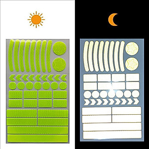 42Pcs Reflective Stickers, Reflective Helmet Bicycle Stickers， Reflective Decals, BikeReflective Tape, NightSafety StickersforBicycle, Wheelchairs, Motorbike, Helmet, Scooter (Green)