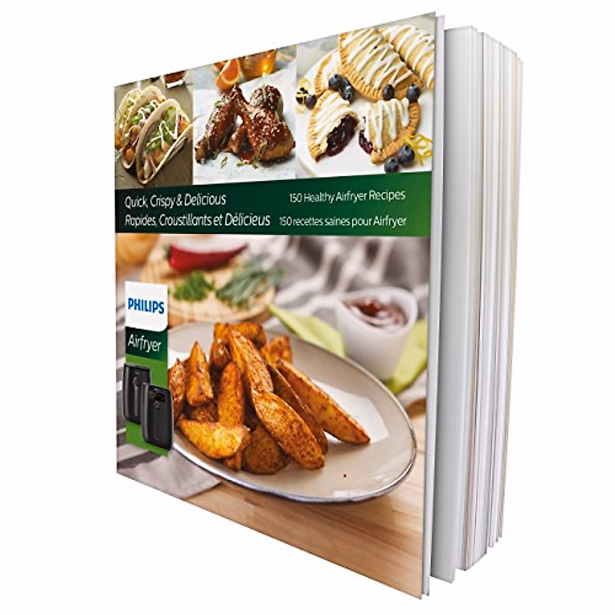 Philips Kitchen Appliances Premium Digital Airfryer with Fat Removal Technology + Recipe Cookbook, 3 qt, Black, HD9741/99, X-Large