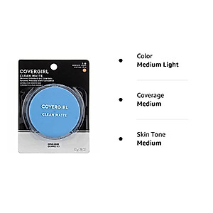 COVERGIRL Clean Matte Pressed Powder Medium Light, .35 Ounce (packaging may vary)