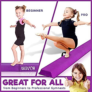 Wavor 8ft Balance Beam: 4 Flowers, 2 Ribbons, Foldable, Easy to Carry, Stable, Firm, 2 Color Options, 4-Inch Wide Kids Gymnastics Beam