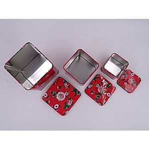 hadaaya Square Red Tin Can Empty Cube Steel Box Storage Container with Crystal Knob for Powder Treats, Gifts, Favors, Loose Tea, Coffee and Crafts, Mini Portable Small Storage Kit, Valentine Day Gift