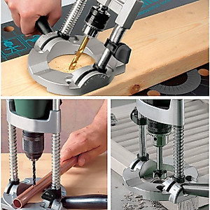 CertBuy Portable Drill Press for Hand Drill, Multi-Angle Drill Guide Attachment For 1/4 Inch and 3/8 Inch Adjustable Angle Drill Holder Guide, Portable Drill Guide with Chuck