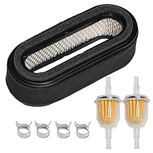HIFROM GX345 Air Filter Pre Filter Combo Clamp with Fuel Filter Compatible with John Deere LX279 F725 F710 Front Kawasaki 11013-2205 11013-2114 11013-2115 11029-2001 11029-2017 Lawn Mower Air Cleaner