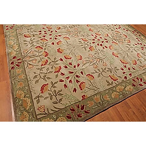 Old Hand Made Floral Bleige Tulips Traditional Persian Oriental Woolen Area Rugs