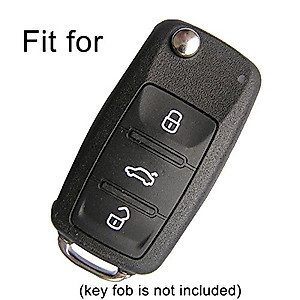 Coolbestda Rubber Flip 3 Buttons Key Fob Cover Remote Case Keyless Protector Jacket for VW Volkswagen Jetta GTI Passat Golf Tiguan Touareg Beetle
