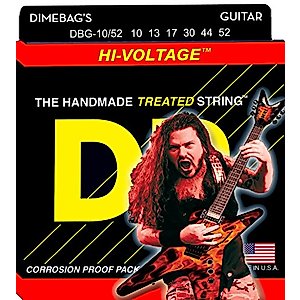 DR Strings Electric Guitar Strings, Dimebag Darrell Signature, Treated Nickel-Plated, 10-52