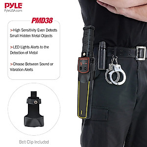 Pyle PMD38 Portable Battery Operated Super w/Adjustable Sensitivity Scan Handheld Metal Detector Wand Security Scanner, Black