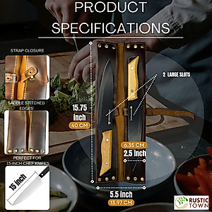 RUSTIC TOWN Leather Knife Roll - Chef Knife Case for Professional & Home Use - Secure & Stylish Knives Organizer - Travel-Friendly, Gift for Men & Women