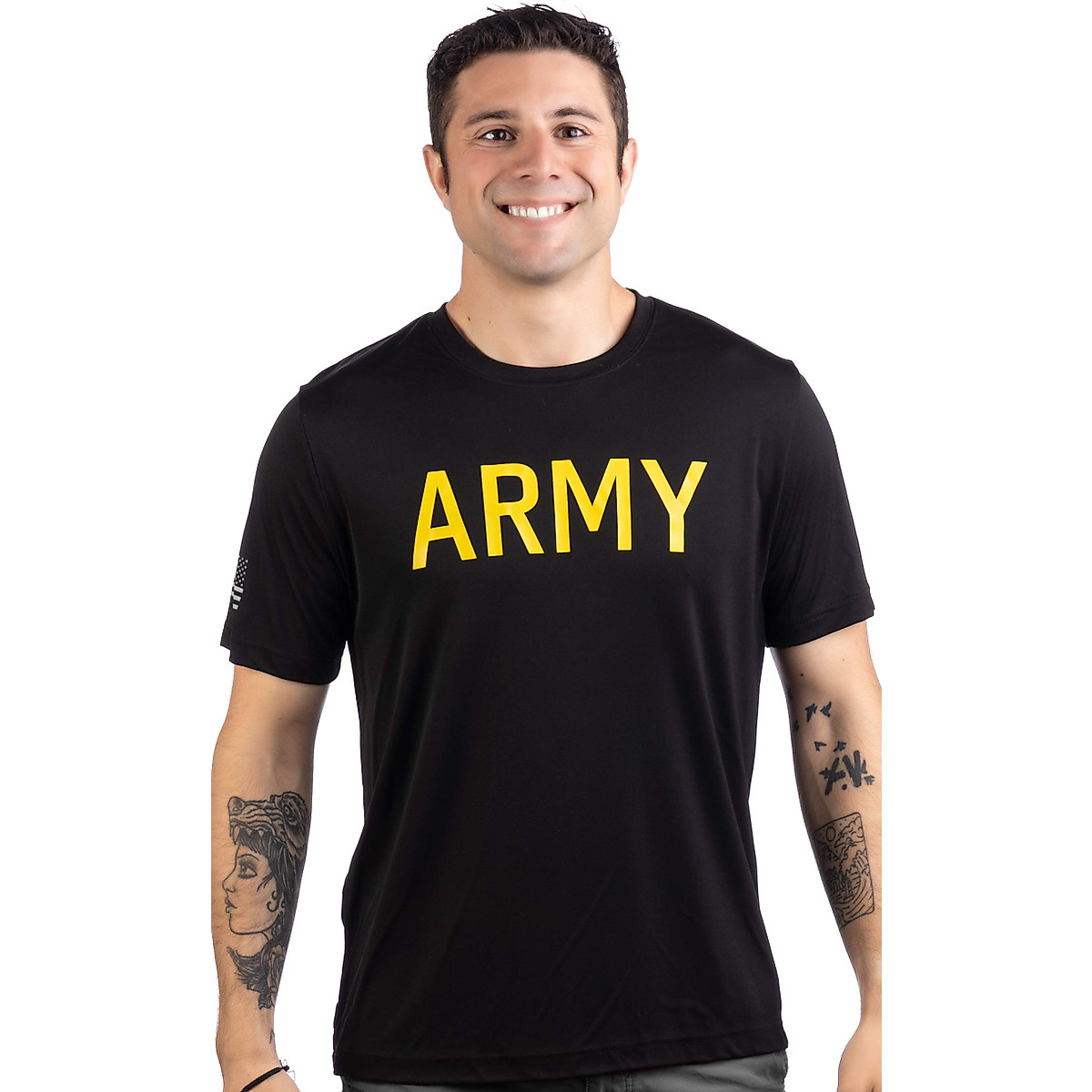 Ann Arbor T-shirt Co. Army Wicking PT Style Shirt | U.S. Military Performance Training Workout T-Shirt-(Poly,XL)
