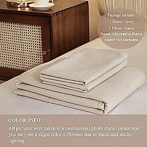 VClife Duvet Cover Washed Microfiber Cream Beige Tan Khaki Quilt Cover Sets Queen Size 3 Pieces Tan Solid Color Bedding Sets (1 Queen Beige Duvet Cover and 2 Pillow Shams)