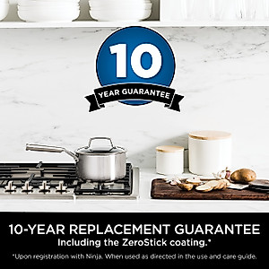 Ninja ZEROSTICK Stainless Steel Cookware 3-Piece Saucepan Set with Glass Lids, Long Lasting, Non-Stick Saucepans (16, 18 & 20cm), Induction Compatible, Oven Safe to 260°C, C63000UK