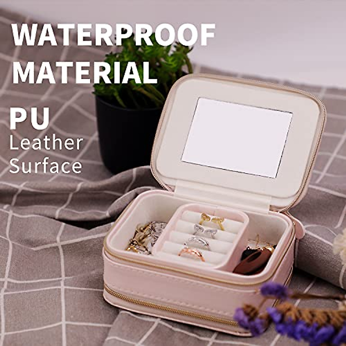 onlyamazing Mini Jewelry Travel Case,Small Travel Jewelry Organizer Portable Jewelry Box Travel Mini Storage Organizer