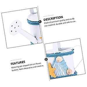 Yardenfun 1pc Silk Floral Arrangements Silk Flower Arrangements Iron Flower Bucket Watering Pot Shaped Flowerpot Metal Outdoor Decor Dinner Table Decor Garden Watering Can French Flower Vase