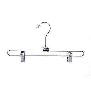 Quality Skirt Pants Trouser Hangers, 8-Pack Heavy Duty Metal Swivel Hook, Adjustable Clips, Jeans, Bottoms (Chrome, 8)