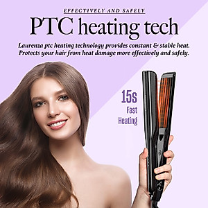 Milano by Laurenza Hair Straightener and Curler 2 in 1, SuperMax Design 8.5 Inch² Extra-Large 3D Floating Ceramic Flat Iron, Dual Voltage Straightening Irons with 20 Million cm³ Anion Outlet (Black)