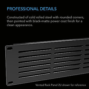 AC Infinity Rack Panel Accessory Vented 2U Space for 19" Rackmount, Heavy-Duty 3mm Gauge Steel, Black