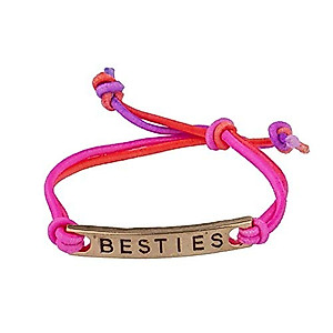 LUX ACCESSORIES Rainbow Corded Besties Best Friends Forever ID Bracelet Set (4pc)