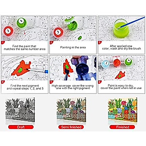 TISHIRON Paint by Number Easy for Adults Kids Beginner, Drawing Paintwork with Paintbrushes, Arts Craft Home Wall Decor, Acrylic Pigment-Holiday Decor Gifts, Succulents Collection 16x20inch