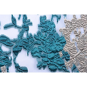 3 Yards African Lace Fabric French Beaded Sequins Lace,Net Tulle Fabric,Embroidered Fabric for Dress Guipure lace L03 (Green)