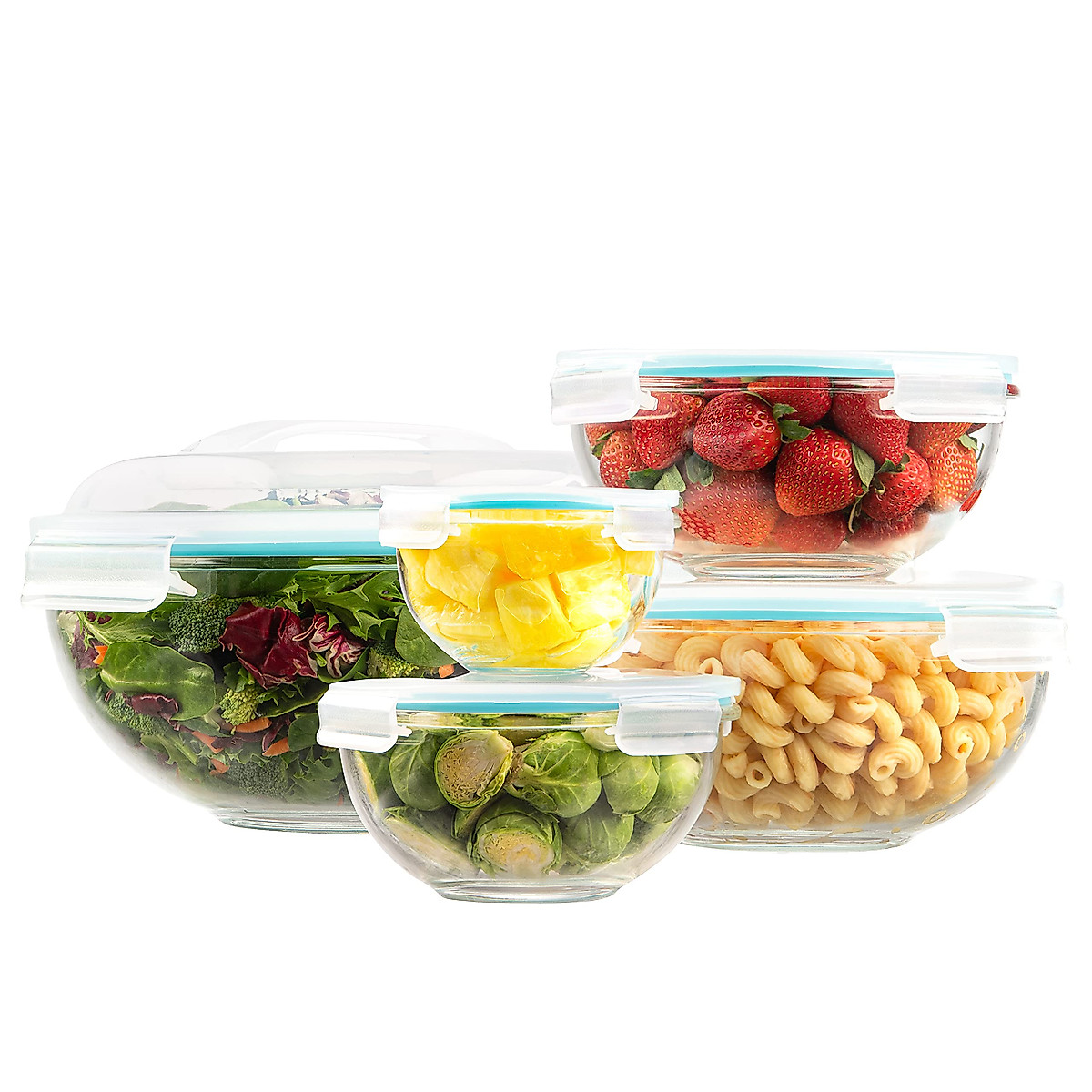 EatNeat 8 pc Round Glass Food Storage Containers With Lids – Premium Glass Meal Prep Containers, Kitchen Food Storage Containers, Clear Lunch Box, Containers For Food, Food Containers for Organizing