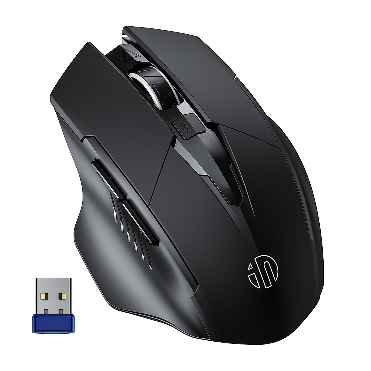 INPHIC Wireless Mouse Rechargeable, 700mAh, with USB Receiver, 6 Buttons, Ergonomic for Laptop, Computer, Mac, PC etc.
