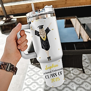 Hyturtle Personalized Graduation Tumbler Class Of 2025 - Graduation Gifts For Her Women - Best Congrats Grad Gifts For College High School Masters Degree - Stainless Steel Travel Coffee Cup With Lid