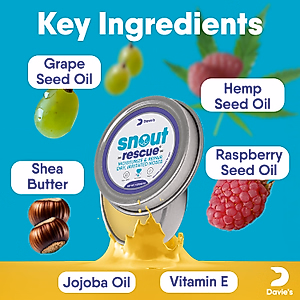 Davie's Snout Rescue - Dog Nose Balm for Dry Nose, All-Natural Dog Paw Pad Balm, Paw Balm Dogs Lick Safe, Snout Soother for Dogs and Cats, Paw Soother for Dogs, Made in USA - 1oz