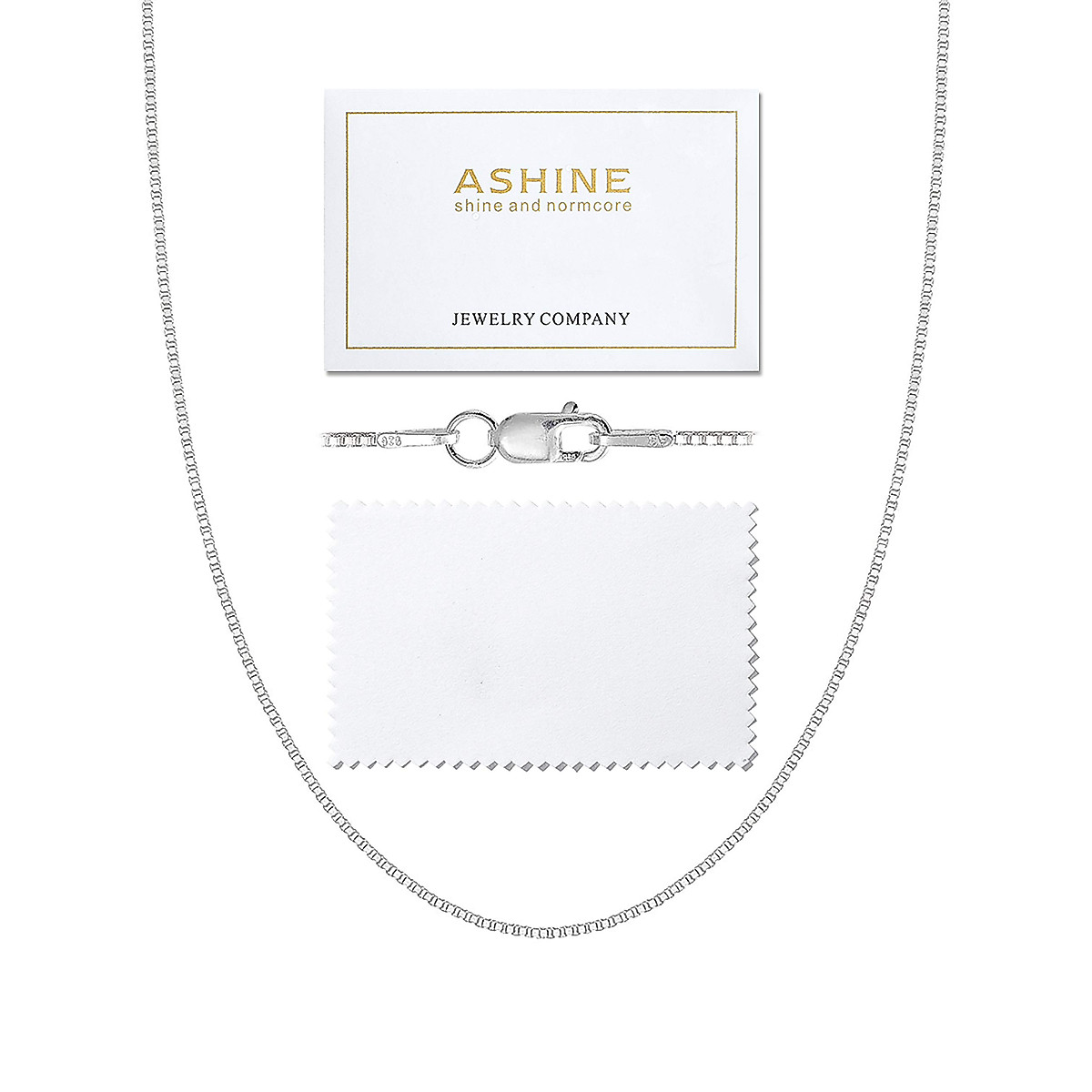 ASHINE Silver Chain Necklace for Women Sterling Silver Necklace Extender (1mm Box Chain Lobster Clasp 20 Inches)