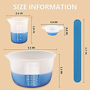 Silicone Measuring Cups for Resin, Resin Supplies with 600&100ml Silicone Cups, Resin Mixing Cups, Silicone Stir Sticks, Epoxy Mixing Cup