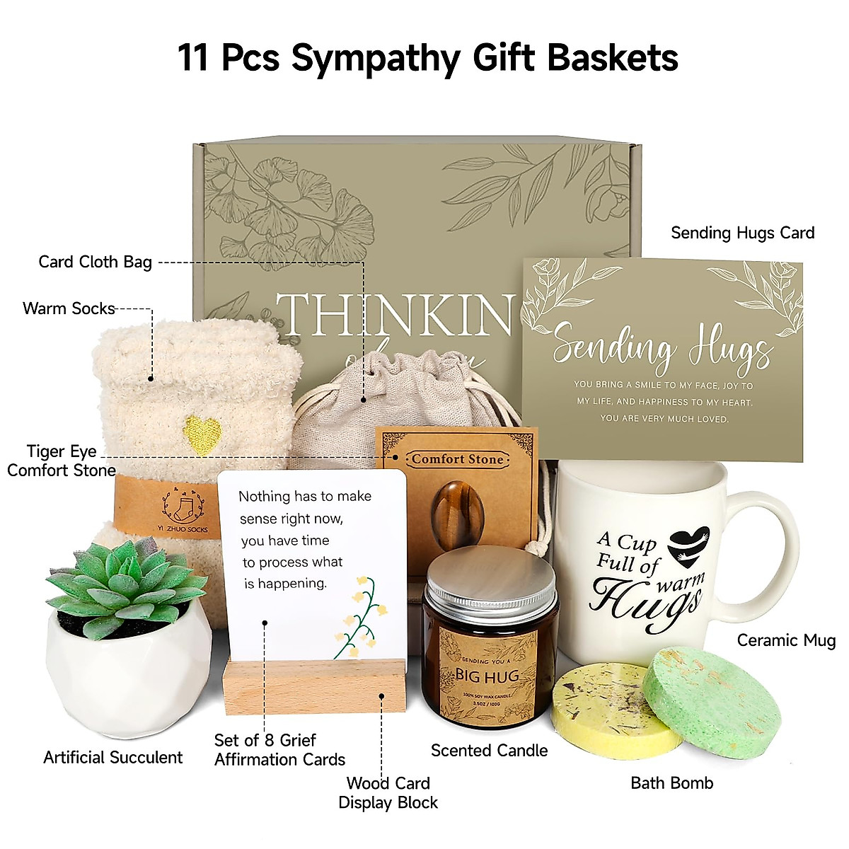 Sympathy Gift Baskets - Care Package Get Well Soon Gifts for Women, Thinking of You After Surgery Gifts Feel Better Gifts for Sick Friend, Memorial Gift, Get Well Gifts for Best Friend Bff Mom Sister