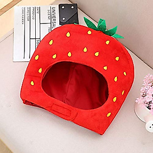 Warmtree Cute Plush Hat Funny Novelty Plush Animal Fruit Hat Mask Cap Photo Props Dress Up Hat Cosplay Halloween Party Costume Headgear (Strawberry)