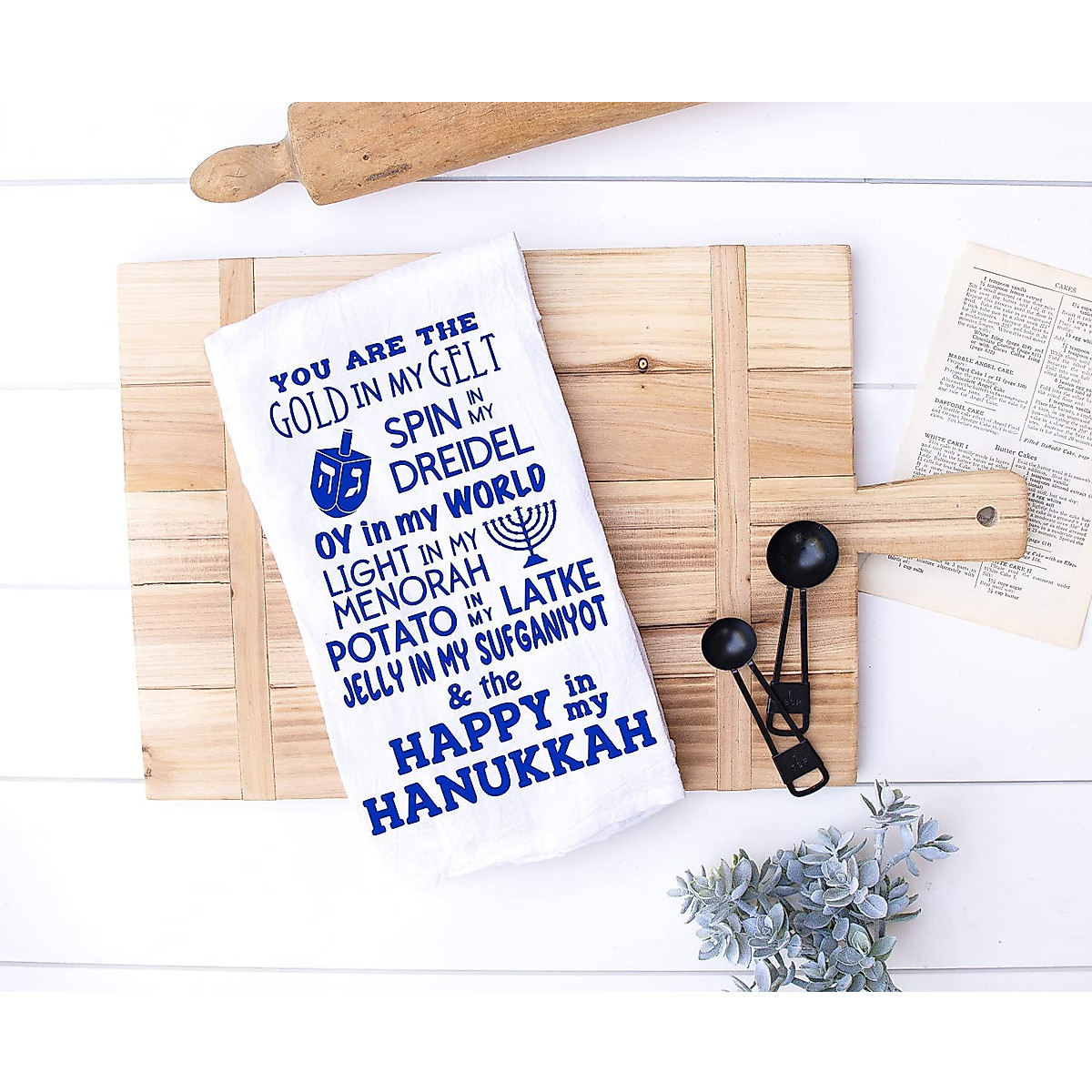 Funny Jewish Puns for Hanukkah Kitchen and Bathroom Hand Towel, Gift for Jewish Holidays, Hostess, Houswarming and Holiday Gift (You are the Gold in my Gelt)