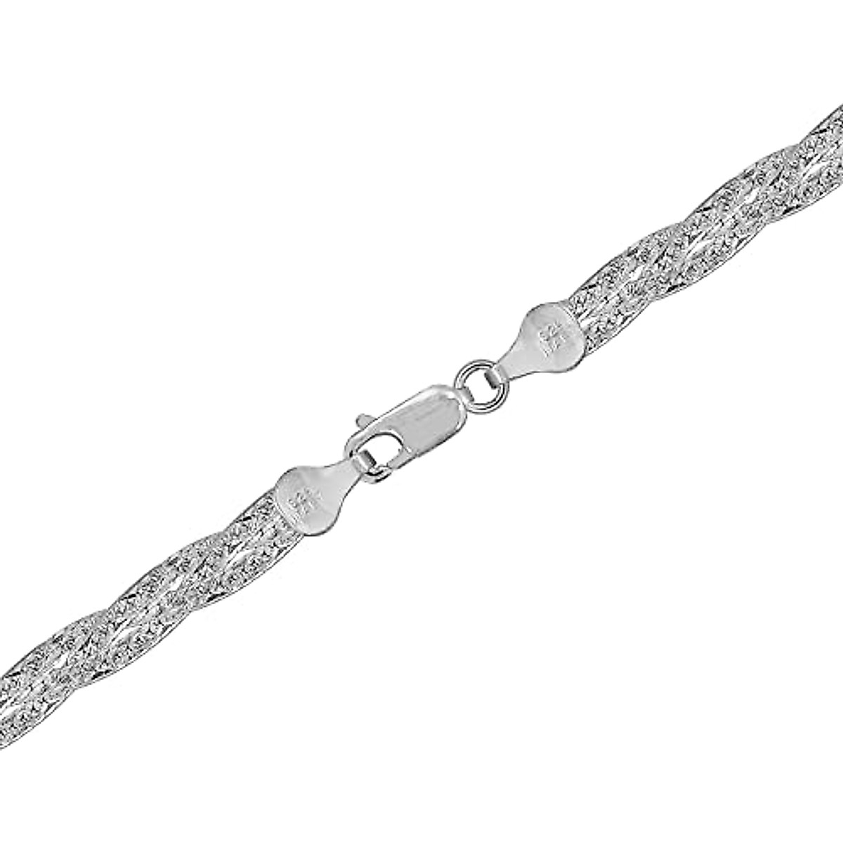 Amazon Collection 6mm Sterling Silver 7.25" Braided Patterned Bracelet