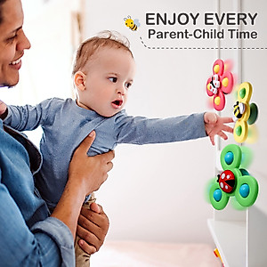 Hooku 3 PCS Baby Bath Spinner Toy with Rotating Suction Cup Spinning Top Toy Animal Spin Sucker Baby Bath Toys Dining Chairs Toys Windmill