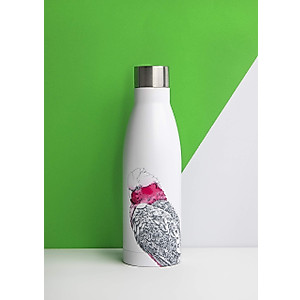 Maxwell & Williams Marini Ferlazzo Insulated Water Bottle with Galah Design, Double Wall Stainless Steel, White, 500 ml
