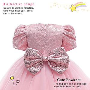 LZH Baby Girl Dress Sequined Bowknot Baptism Dresses for Baby Girls with Headwear Pageant Wedding Bridesmaid Party Pure White