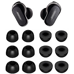 ALXCD Foam Eartips Compatible with Bose QuietComfort Earbuds II 2022 New, 6 Pairs S M L Sizes Soft Memory Foam Ear Tips, Compatible with Bose QuietComfort Earbuds ii 2022, Black sml