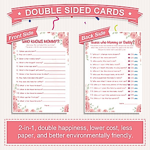 OLOUTAB Baby Shower Games for Girl-2 Games(50 of Each),Who Knows Mommy Best&Guess Who Mommy or Daddy,Double-Sided,Fun,Hilarious and Easy to Play