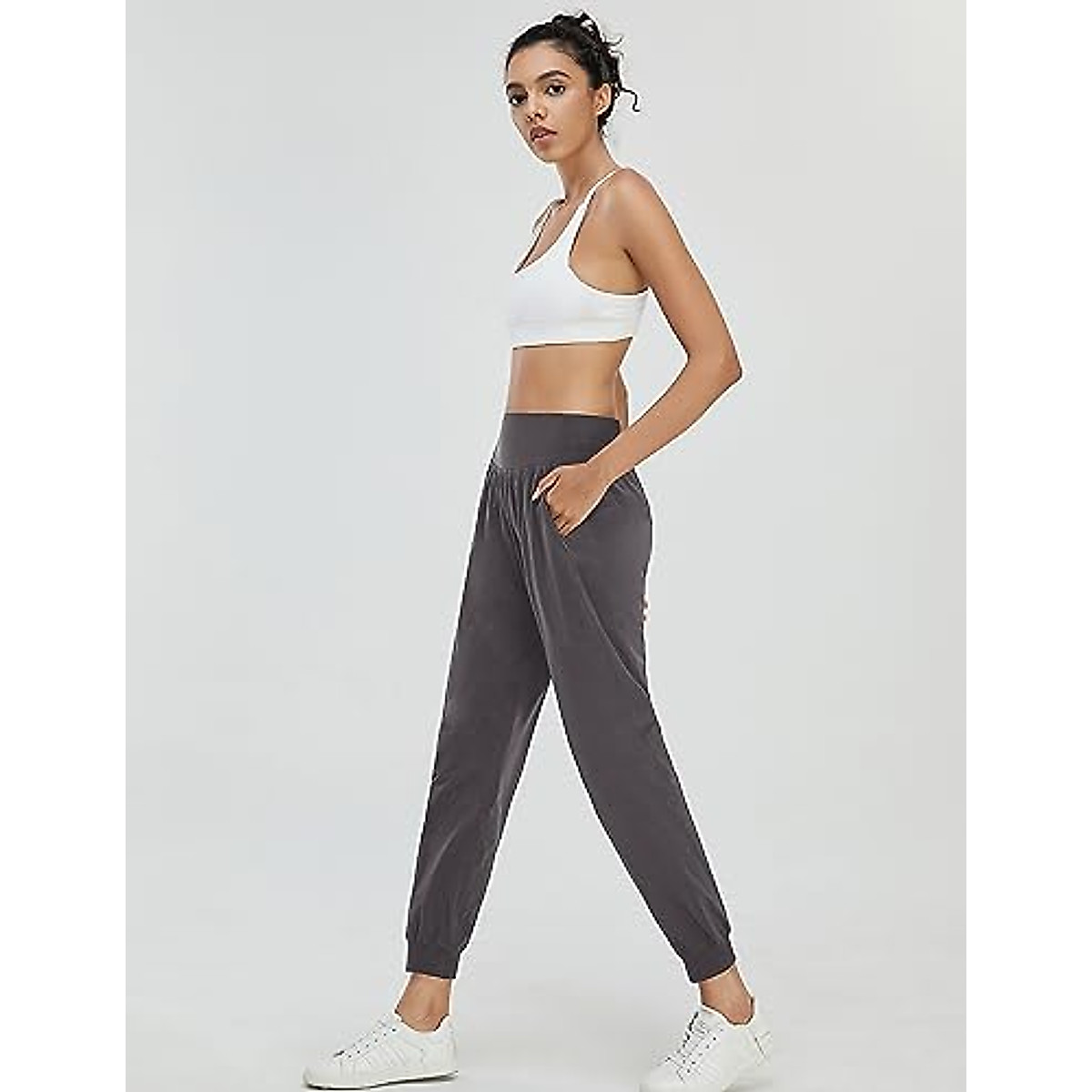 BMJL Women's Joggers Pants High Waisted Workout Hiking Lounge Pants with Pockets for Running Yoga 2023(M,Grey)
