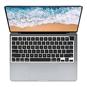 Silicone Keyboard Cover for MacBook Air 13 M2, Air 13.6 inch M2 A2681 2022 & MacBook Pro 14/16 inch M1 Pro/Max (M2 Pro/Max) A2442/A2485 2021 2022 2023, Black