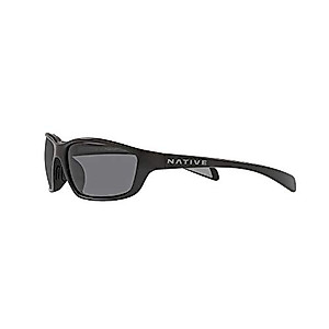 Native Eyewear Kodiak Polarized Rectangular Sunglasses, Matte Black/Gray, 60 mm