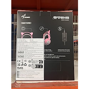 SOMIC G951s Pink Stereo Gaming Headset with Mic for PS4,Xbox,PC,Mobile Phone,3.5mm Noise Reduction Cat Ear Headphones Lightweight Over Ear Headphones for Girls