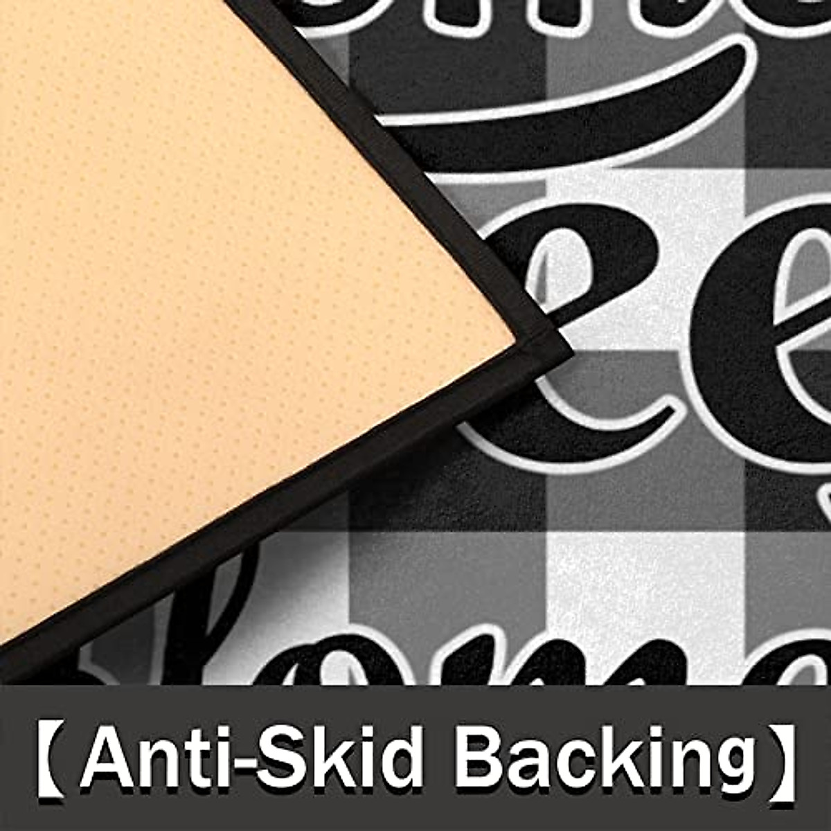 AMELIA SHARPE Welcome Half Round Door Mat Black White Plaid Buffalo Washable Home Kitchen Art Restaurant Office Floor Mats Non Slip and Durable Doormats Decor 18x30 Inch