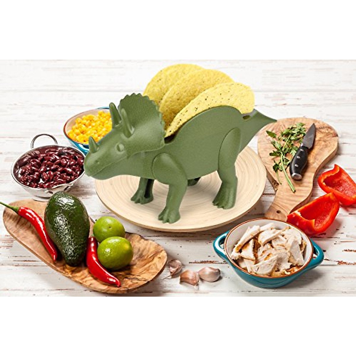 Funwares Original Tricerataco - The Ultimate Dinosaur Taco Holder, Fun and Practical White Elephant Gift, Hold 2 Tacos