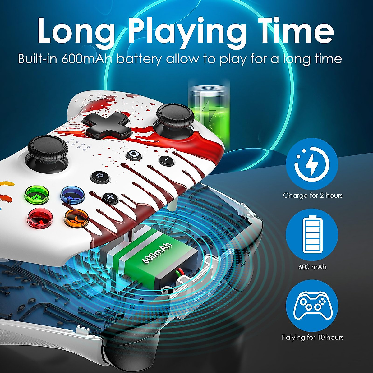 REDSTORM 2.4g Wireless Game Controller for Windows PC,Android,Switch,Steam Deck, PC Gaming Controller with 4 Programmable Buttons, Dual Vibration, Turbo, Motion Control, LED Light